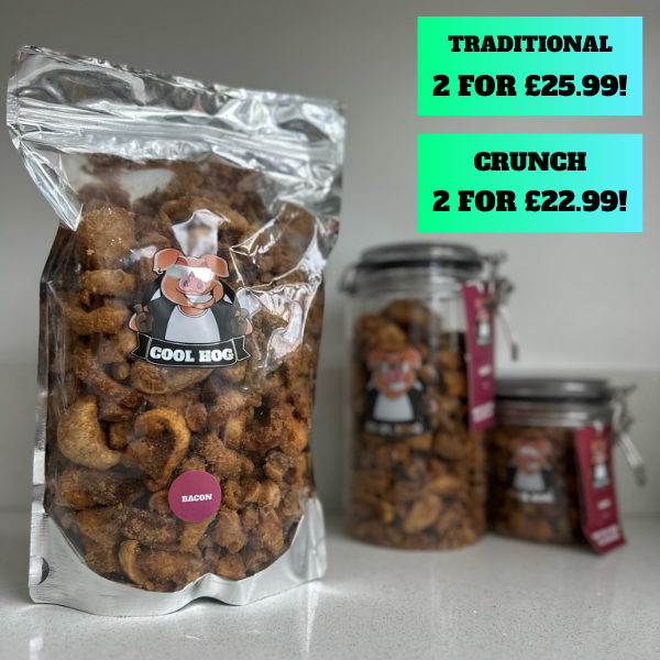 Bacon Flavour Pork Scratching Resealable Bag – Cool Hog Snacks